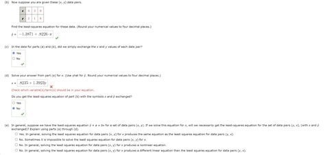 Solved B Now Suppose You Are Given These X Y Data Pairs