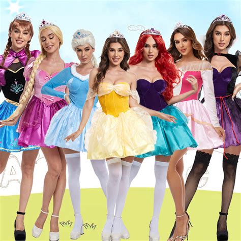 Adult Disney Cos Princess New Style Frozen Elsa Long Hair Snow White Sleeping Beauty Bell