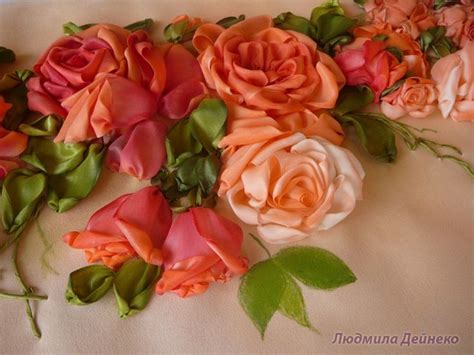 2 Silkfantasy Поделки из цветов Тканевые цветы Вышивка на шелковых лентах