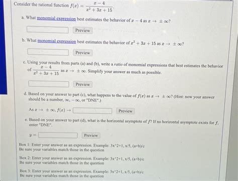 Solved Onsider The Rational Function F X X2 3x 15x−4 A