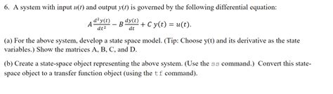 Solved A System With Input U T And Output Y T Is Chegg Com