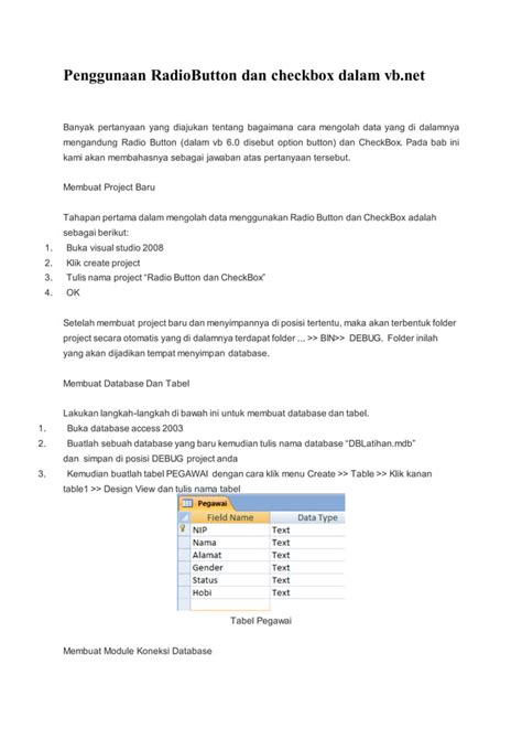 Penggunaan Radio Button Dan Checkbox Dalam Vb Net