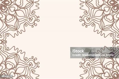 인사말 카드 꽃 만다라 장식의 템플릿입니다 베이 지 색상입니다 벡터 일러스트 레이 션 초대 카드 배경 휴가 빈티지 0명에 대한 스톡 벡터 아트 및 기타 이미지 Istock