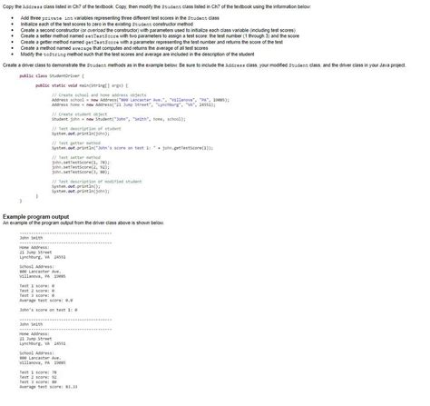 Solved Copy The Address Class Listed In Ch7 Of The Chegg Com