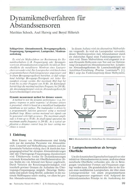 Pdf Dynamic Measurement Method For Distance Sensors