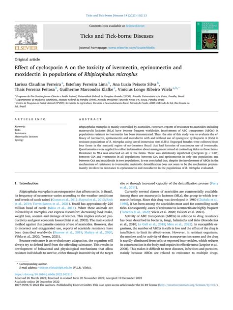 Pdf Effect Of Cyclosporin A On The Toxicity Of Ivermectin Eprinomectin And Moxidectin In