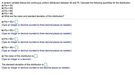 Solved A Random Variable Follows The Continuous Uniform