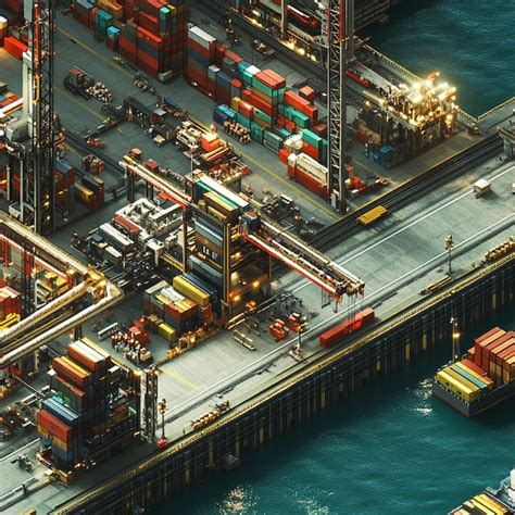 A Modern Port With Automated Systems For Container Handling And Storage