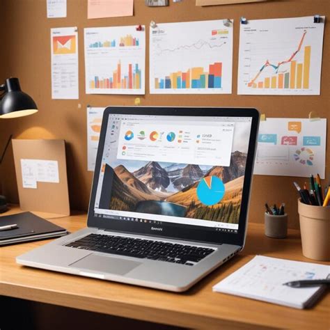 Modern Digital Workspace With A Laptop And Analytical Charts And Graphs