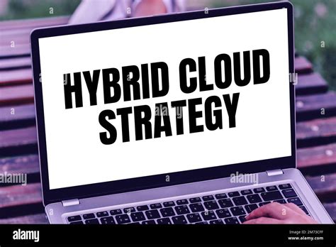 Text Showing Inspiration Hybrid Cloud Strategy Business Showcase Cloud Computing Setting That