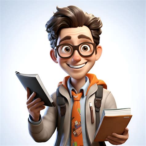 Ilustração 3d De Um Adolescente Com Um Livro E Uma Mochila Nas Costas