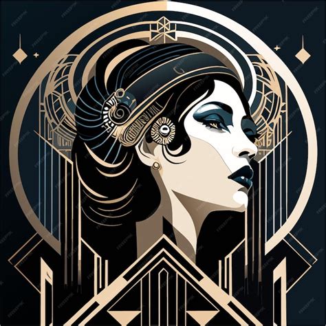 Premium Vector Angular Lines And Womans Head Art Deco Tattoo Art