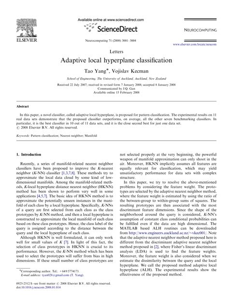 Pdf Adaptive Local Hyperplane Algorithm For Learning Small Medical