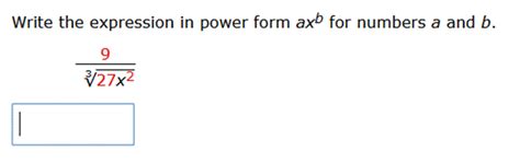 Solved Write The Expression In Power Form Axb For Numbers A And B