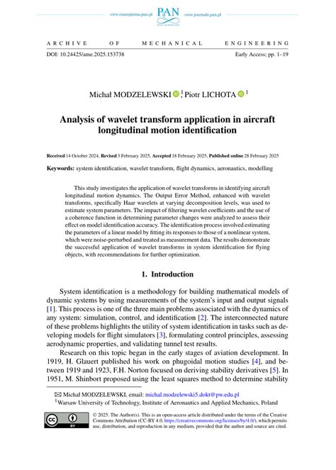 Pdf Analysis Of Wavelet Transform Application In Aircraft