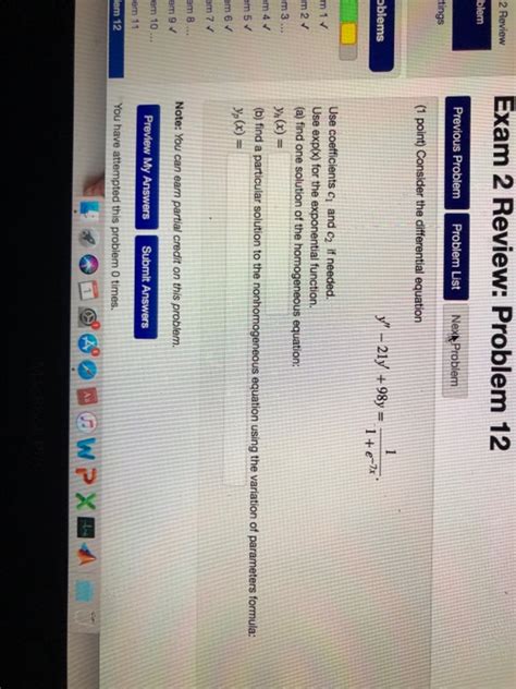 Solved Exam 2 Review Problem 12 Blem Tings 1 Point