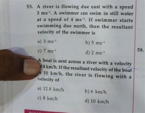 A Boat Is Sent Across A River With A Velocity 8 Km H If The Resultant Ve