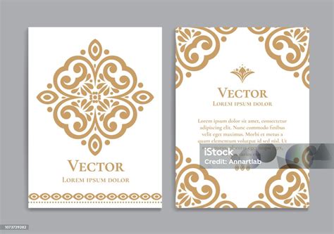 골드와 화이트 빈티지 인사말 카드입니다 고급 벡터 장식 템플릿입니다 좋은 초대 플라이어 메뉴 브로셔 엽서 배경 벽지 장식 포장 또는 원하는 아이디어 결혼 증명서에 대한 스톡