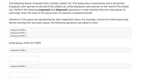 Solved The Following Queue Is Backed With A Doubly Linked Chegg