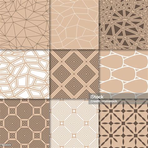 베이 지 브라운의 기하학적 장식품 완벽 한 패턴의 컬렉션 0명에 대한 스톡 벡터 아트 및 기타 이미지 0명 갈색 기하 도형 Istock