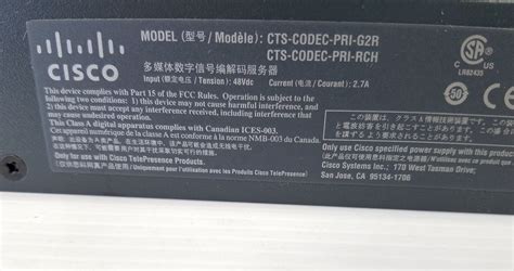 Cisco Systems Telepresence Primary Codec Router Cts Codec Pri G2r