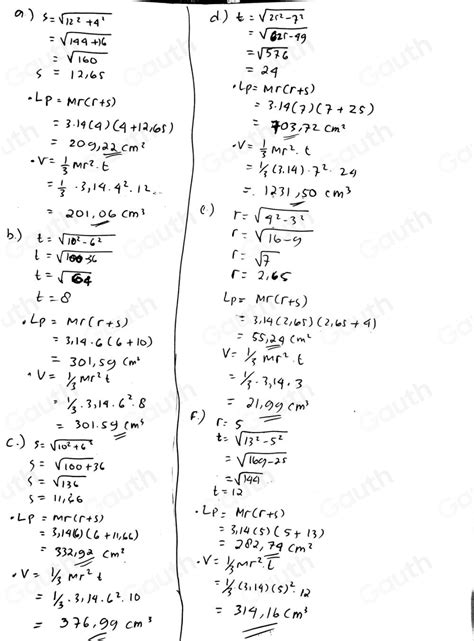 Solved Tentukan Luas Permukaan Dan Volume Dari Bangun Kerucut