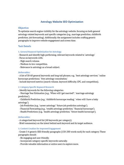 Seo Assignment Astrology Pdf