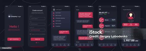 Design Der Mobilen App Cryptocurrency Wallet Chatroom Ui Ux Gui Satz