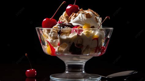 유리 그릇에 체리 아이스크림 아이스크림 아이스크림 그림 배경 일러스트 및 사진 무료 다운로드 Pngtree