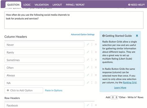 Radio Button Grid Question Type Surveygizmo Help