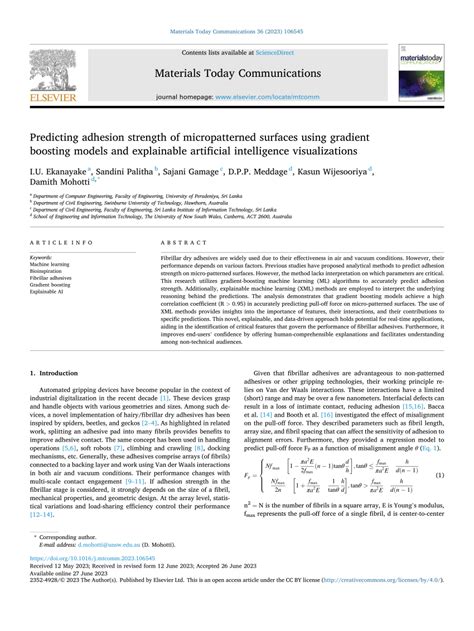 Pdf Predicting Adhesion Strength Of Micropatterned Surfaces Using Gradient Boosting Models And