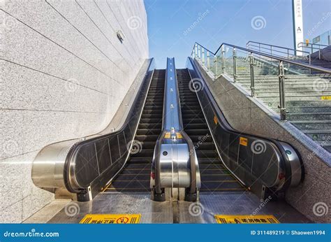 The Automatic Escalator Stock Image Image Of Tech Construction 311489219