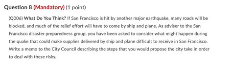 Solved Question 8 Mandatory 1 Point 2006 What Do You