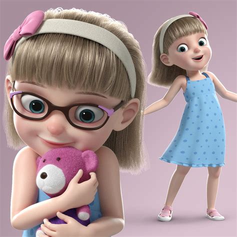 Cartoon Girl Rigged 3d Model 179 Ma Fbx Free3d