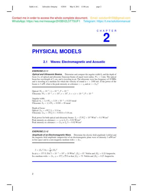 Solution Manual Introduction To Subsurface Imaging By Bahaa Saleh Pdf