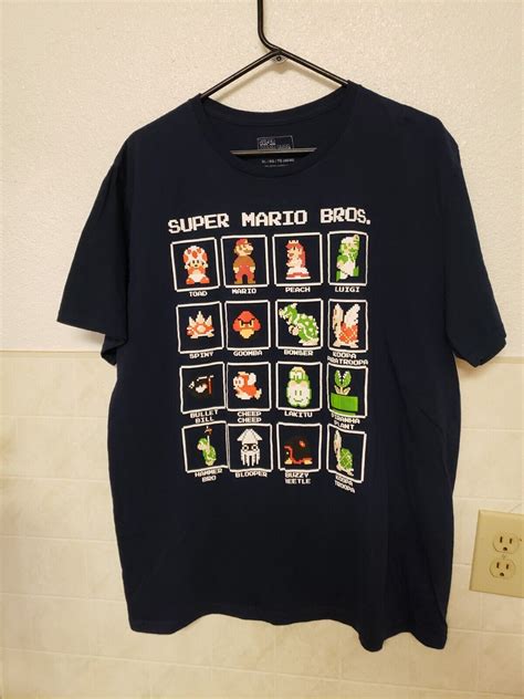 SUPER MARIO BROS Characters NES 1985 Navy Blue T Shi Gem