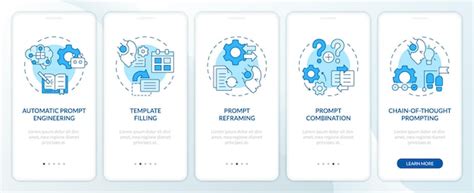 Premium Vector Prompt Engineering Techniques Blue Onboarding Mobile App Screen