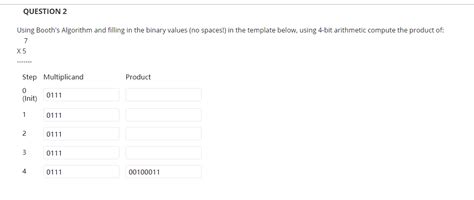 Solved Question 2 Using Booths Algorithm And Filling In The