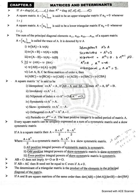 Solution Matrices And Determinants Important Formulas Studypool
