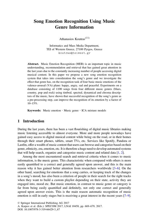 Pdf Song Emotion Recognition Using Music Genre Information