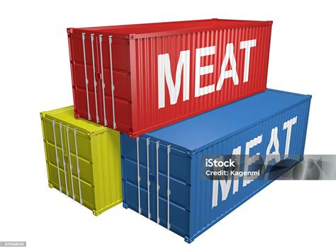 배공 수입 및 수출 컨테이너 라벨이 부착된 육류 3d 렌더링 0명에 대한 스톡 사진 및 기타 이미지 0명 3차원 형태 개념 Istock