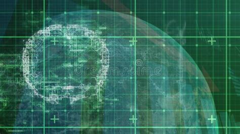 Animation Of Rotating Brain Rotating Over Green Data Processing In Green And Black Space Stock