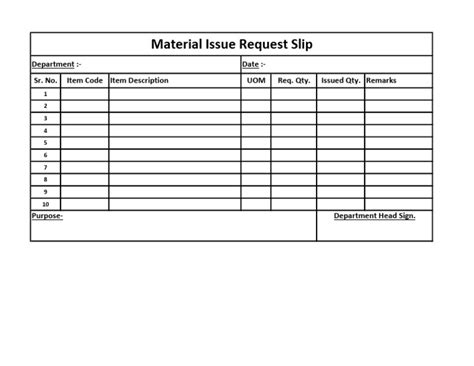 Material Issue Slip New Pdf
