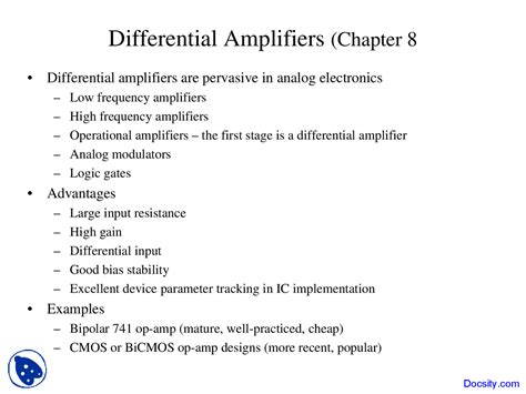 Mos Cmos Bicmos Differential Amplifier