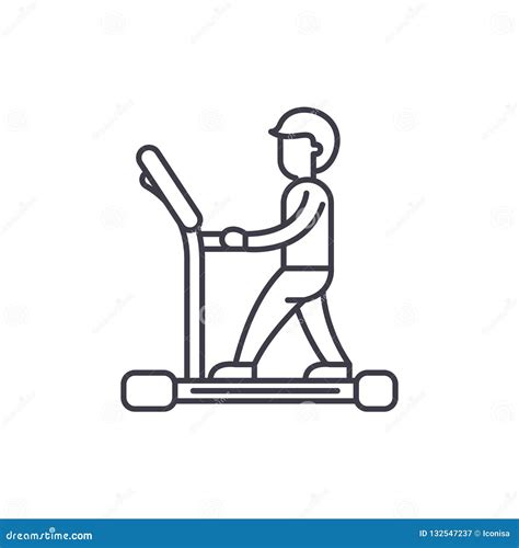 Treadmill Line Icon Concept Treadmill Vector Linear Illustration
