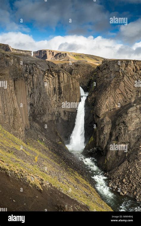 Litlanesfoss Waterfall Below Hengifoss Stock Photo Alamy