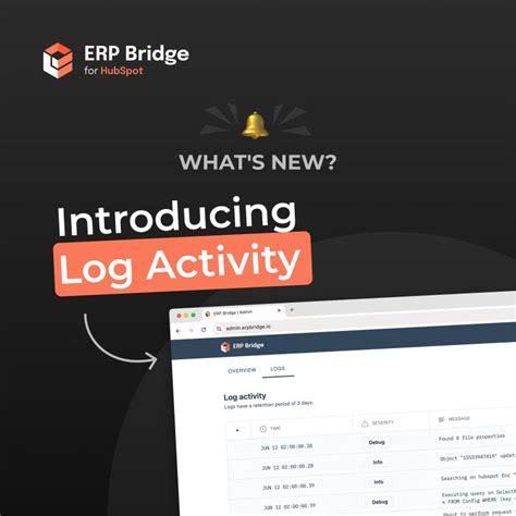 Introducing Erp Bridge Log Activity Erp Bridge Erp To Hubspot Integration Posted On The