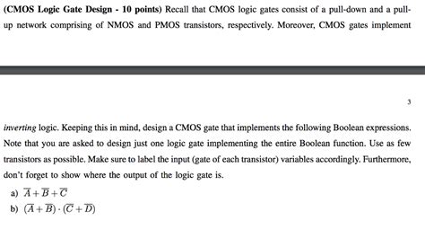 Solved CMOS Logic Gate Design 10 Points Recall That CMOS Chegg Com