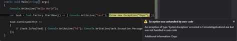 C Exceptions Thrown In A Task Only Get Handled If The Code Is