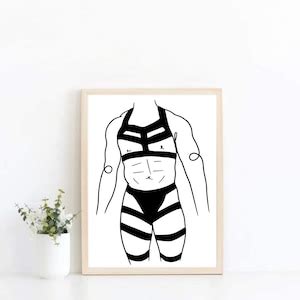 Custom Nude Body Positive Line Art Custom Drawing Personalised Printed Line Art Nude